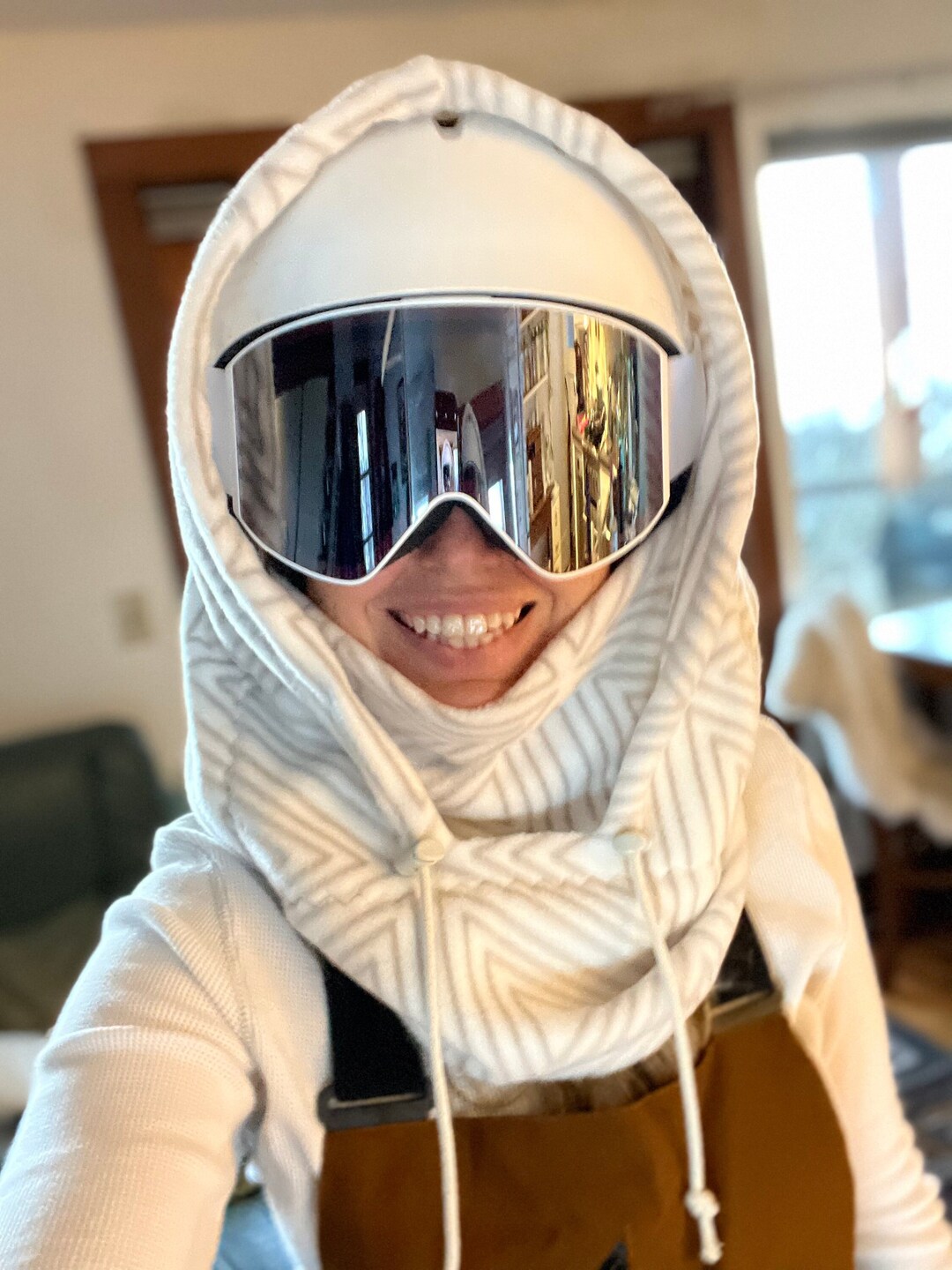 White Geo Fleece Ski Hood: Balaclava, Ski Mask, Winter Hat, Snowboard ...
