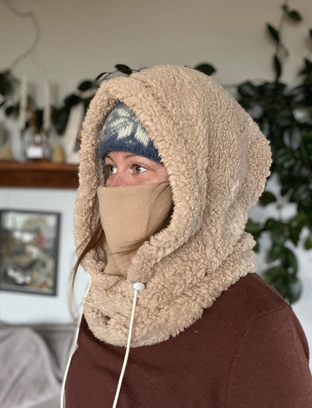 Tan Sherpa Hood, Ski Hood, Fleece Hood, Snowboard Hood, Balaclava ...