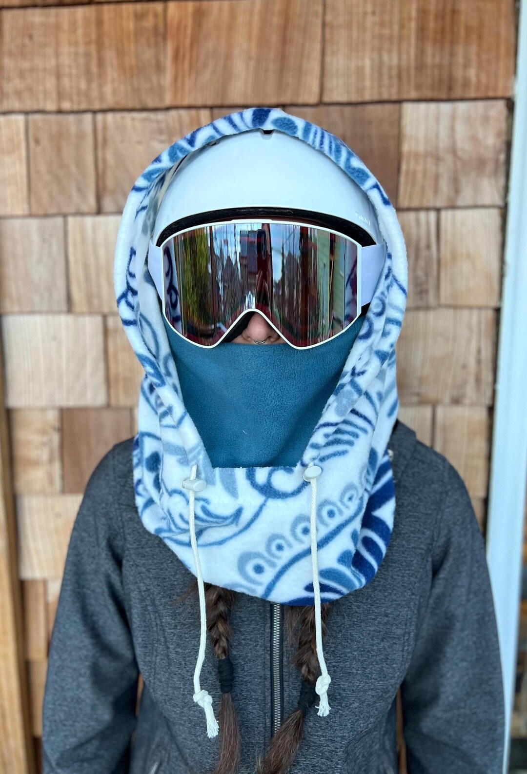 Blue Boho Hood, Ski Hood, Fleece Hood, Snowboard Hood, Adventure Hood ...