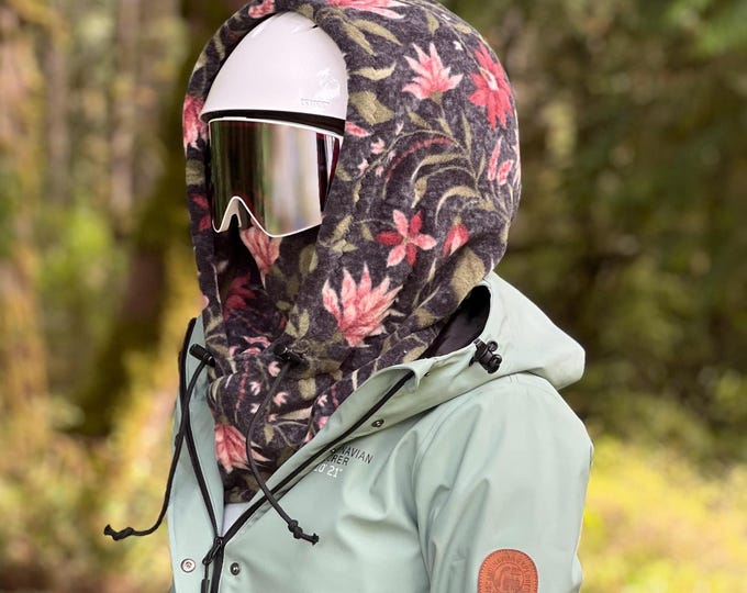 Moody Floral Fleece Ski Hood: Balaclava, Ski Mask, Winter Hat ...