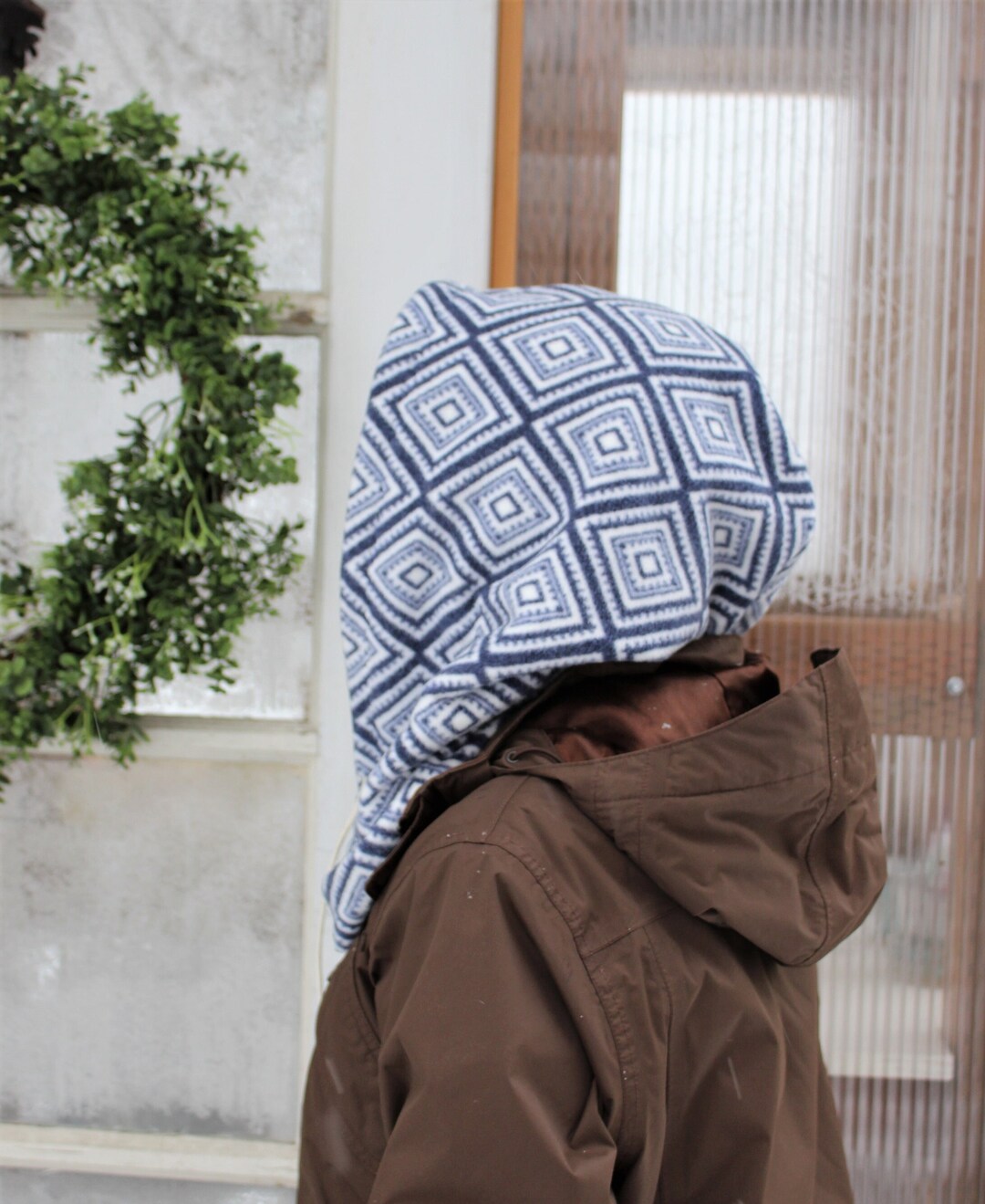 Boho Blue Hood Ski Hood Balaclava Custom Fleece Hood Pnw - Etsy