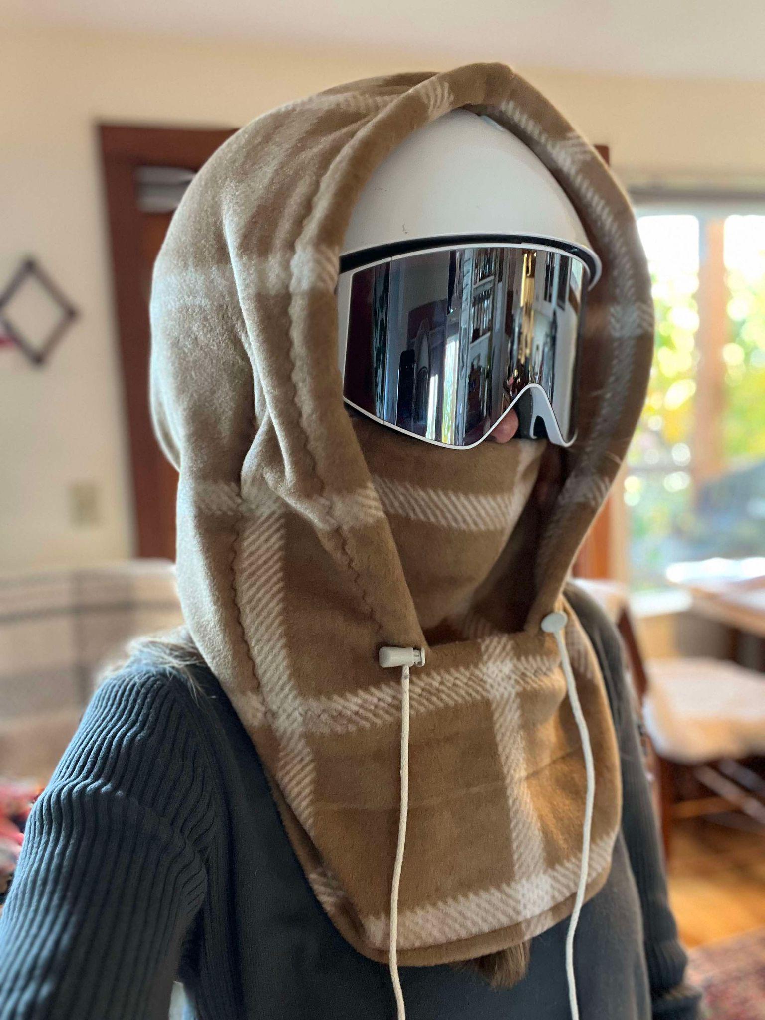 Brown Plaid Fleece Ski Hood: Balaclava, Ski Mask, Winter Hat, Snowboard ...