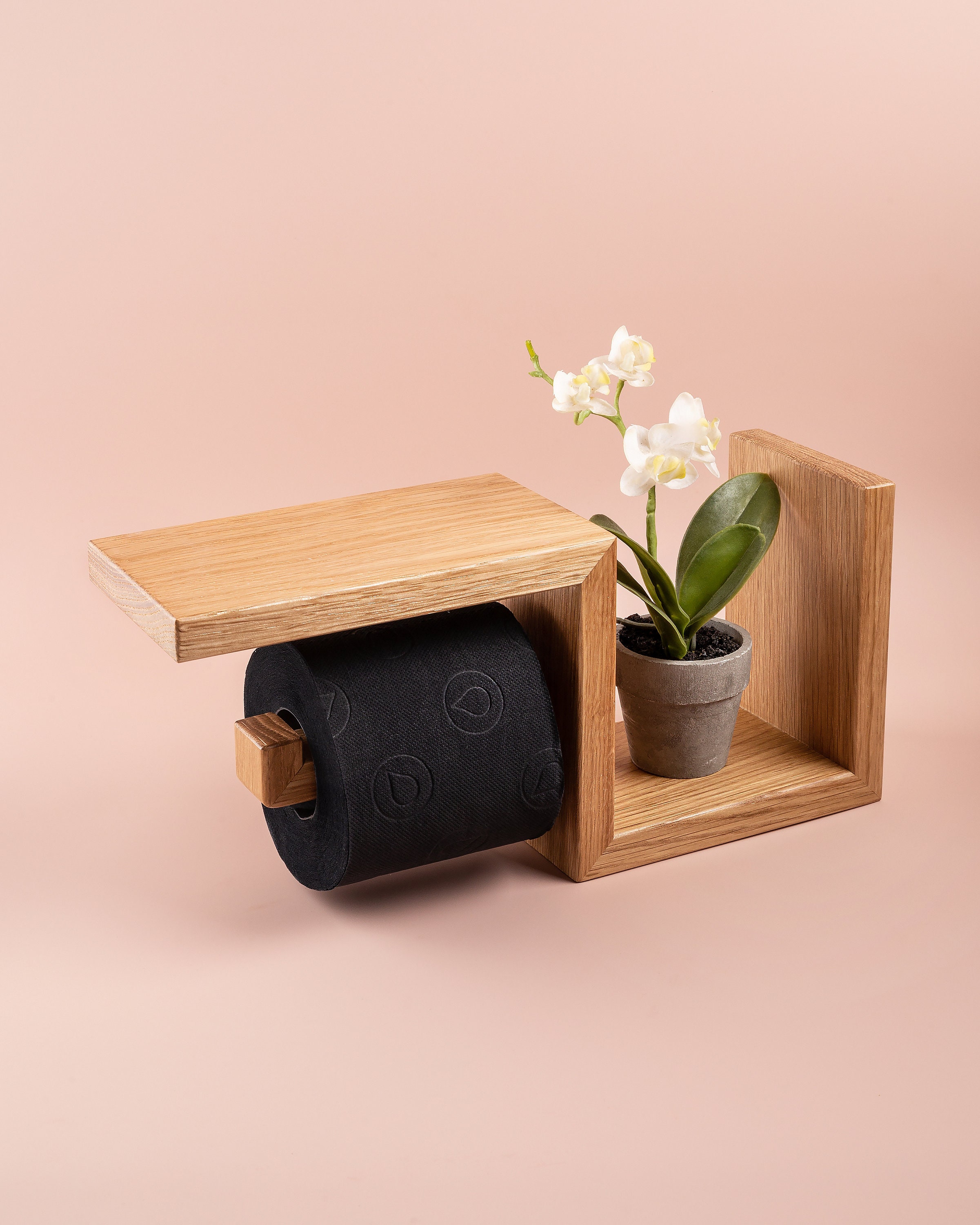 Toilet Roll Wall Shelf in Oak Wood for Wc Paper Holder Easy - Etsy UK