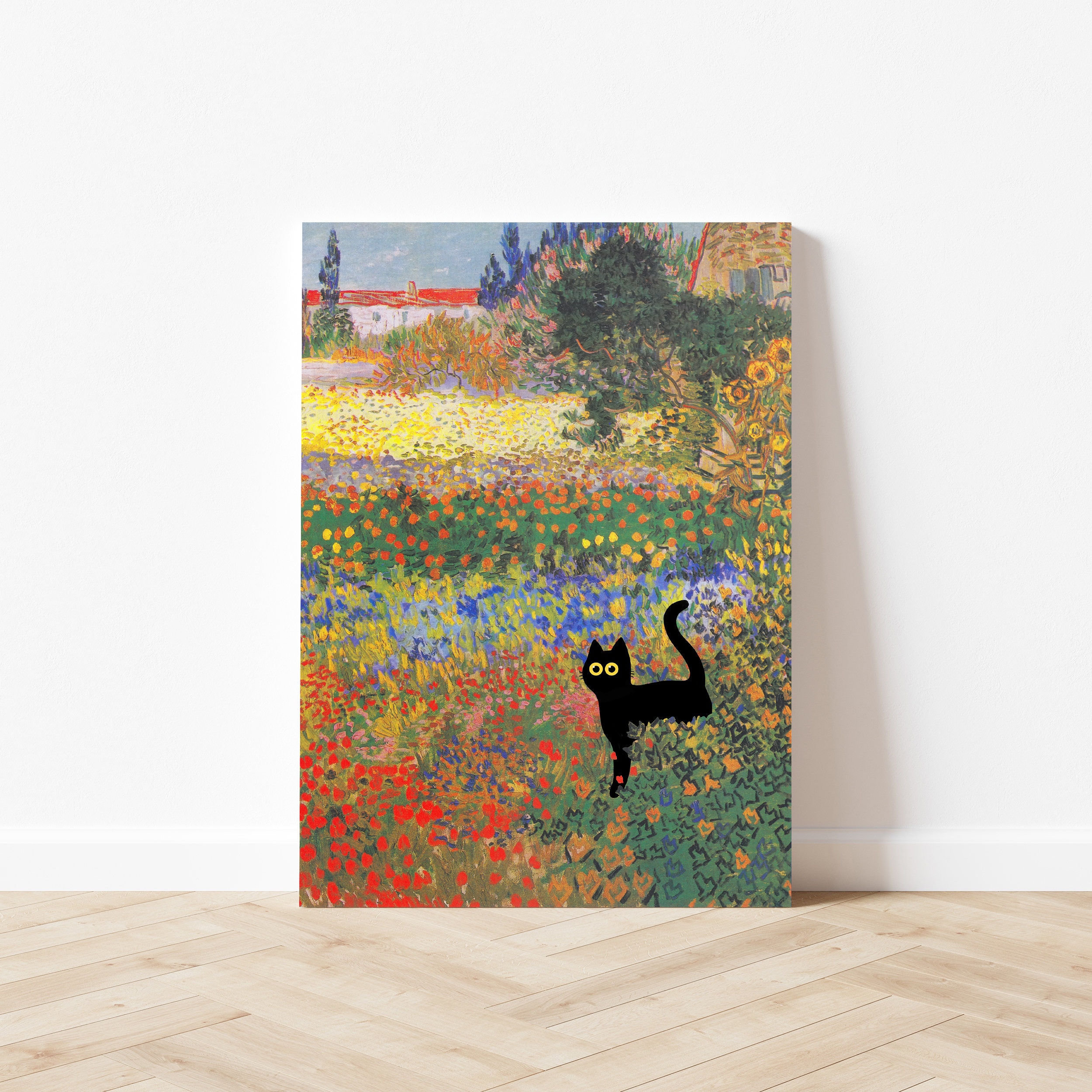 Vincent Van Gogh Funny Black Cat Print Arles Garden Cat Mom Gift Famous ...