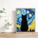 Vincent Van Gogh the Starry Night Black Cat Art Print Famous Painting ...
