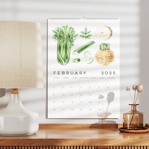 12 Months Wall Calendar 2025 Watercolor Fruits & Vegetables Paintings ...