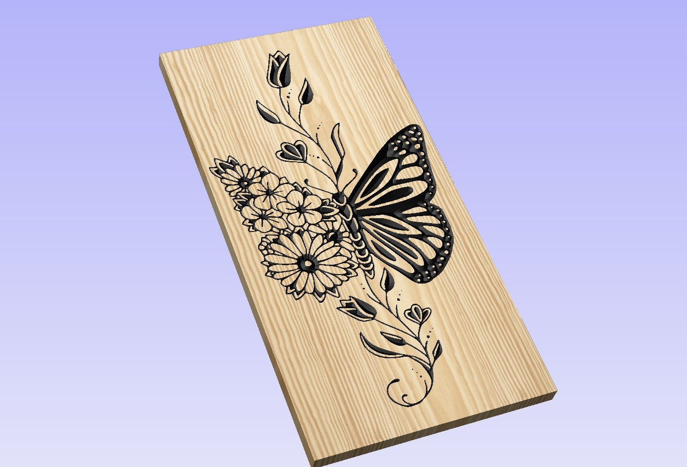 V-carve Butterfly Flower Dxf Vector for Cnc Router - Etsy