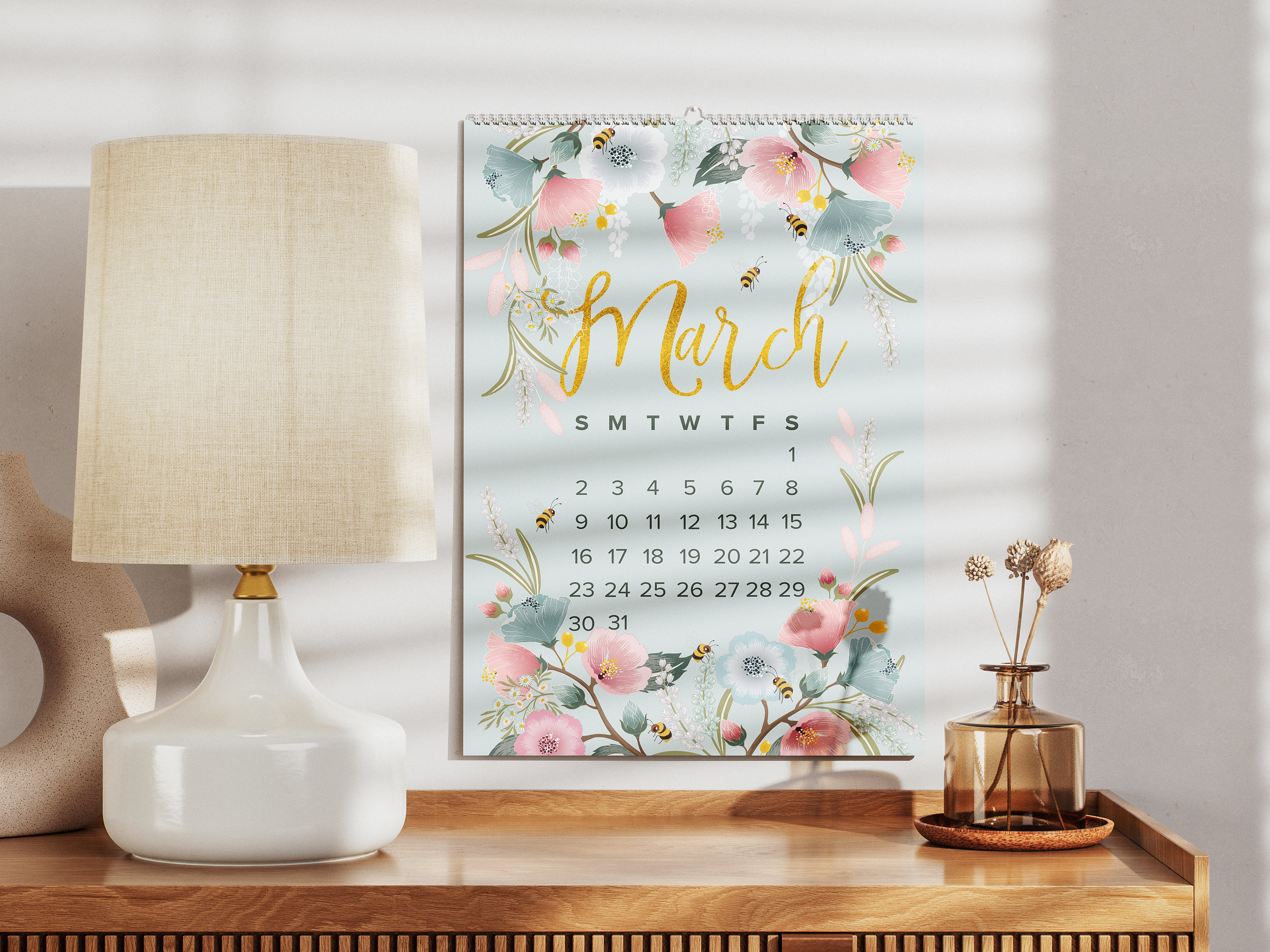 12 Months Wall Calendar 2026 Mid-year 2027 Watercolor Floral Paintings ...