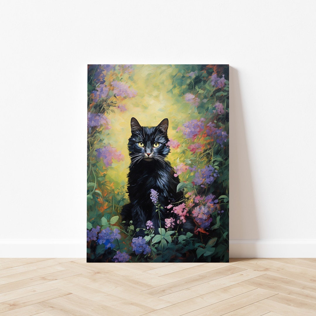 Claude Monet Black Cat Art Print Famous Painting Framed Funny Cat ...