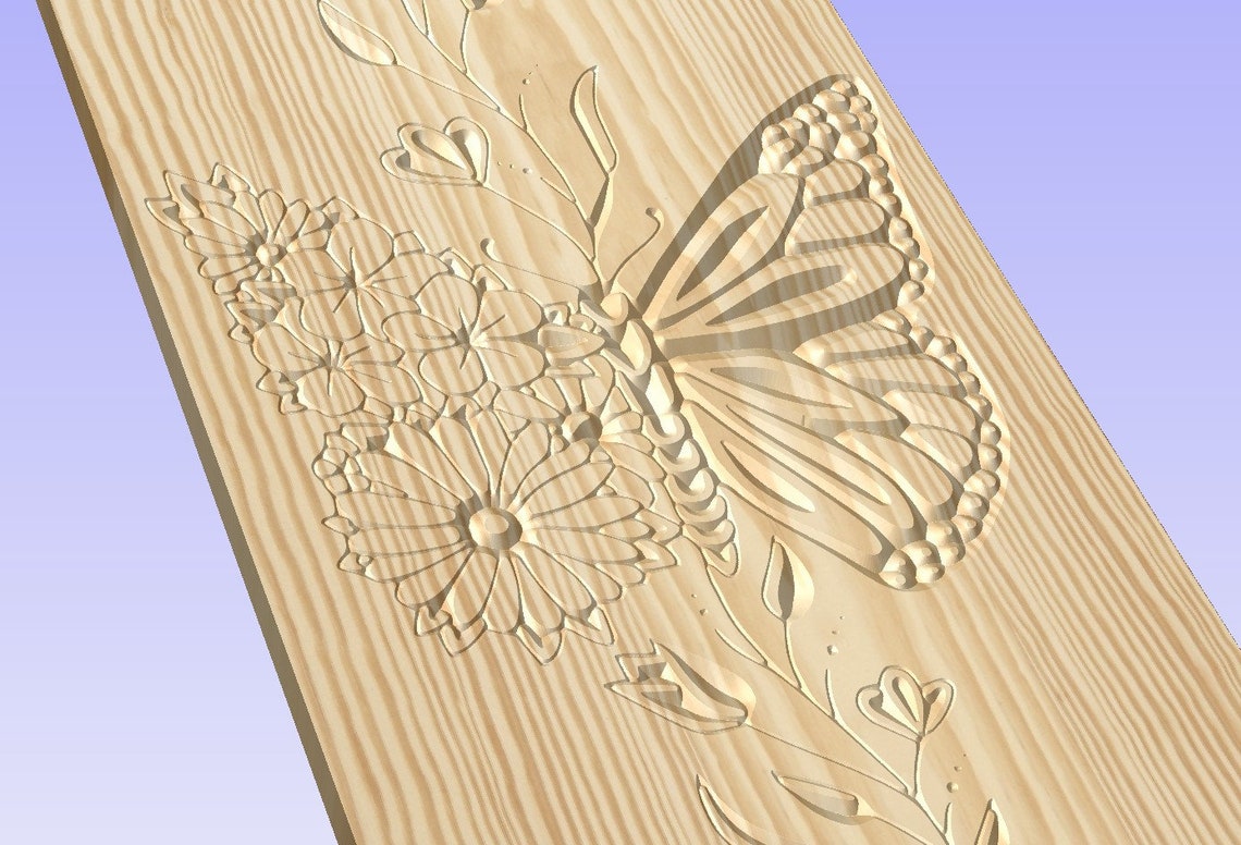 V-carve Butterfly Flower Dxf Vector for Cnc Router - Etsy