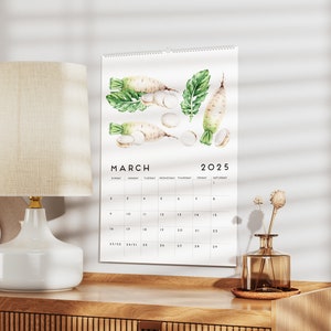 12 Months Wall Calendar 2025 Watercolor Fruits & Vegetables Paintings ...