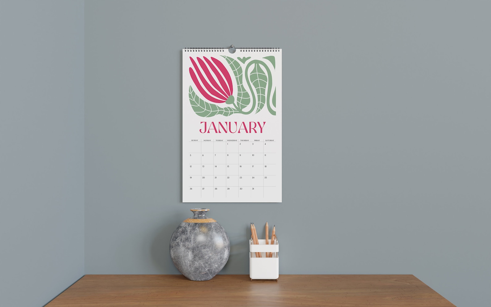 12 Months Wall Calendar 2026 Mid-year 2027 Abstract Floral Paintings ...