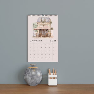 12 Months Wall Travel Calendar 2025 French Cafes and Cake Stores ...