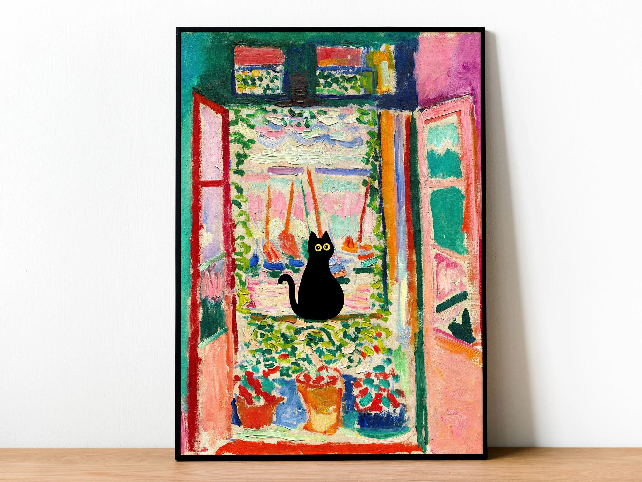 Henri Matisse Open Window Black Cat Art Painting Print Framed Cute ...