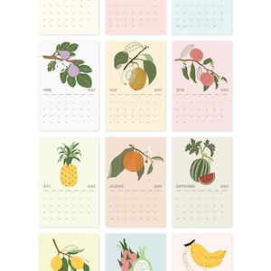 12 Months Wall Calendar 2025 Watercolor Fruits Paintings Christmas Gift ...
