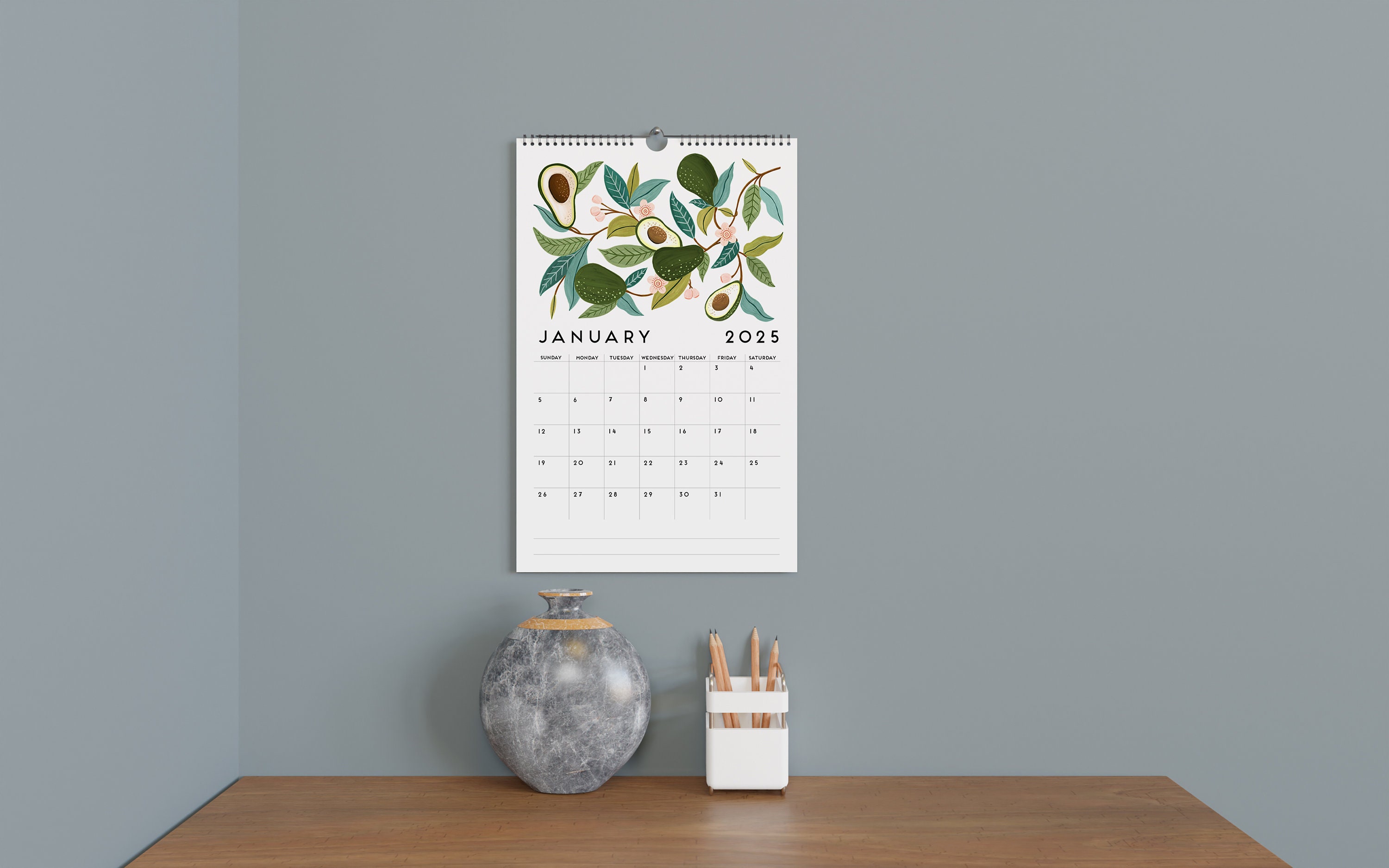 12 Months Wall Calendar 2026 Abstract Fruits Paintings Christmas Gift ...