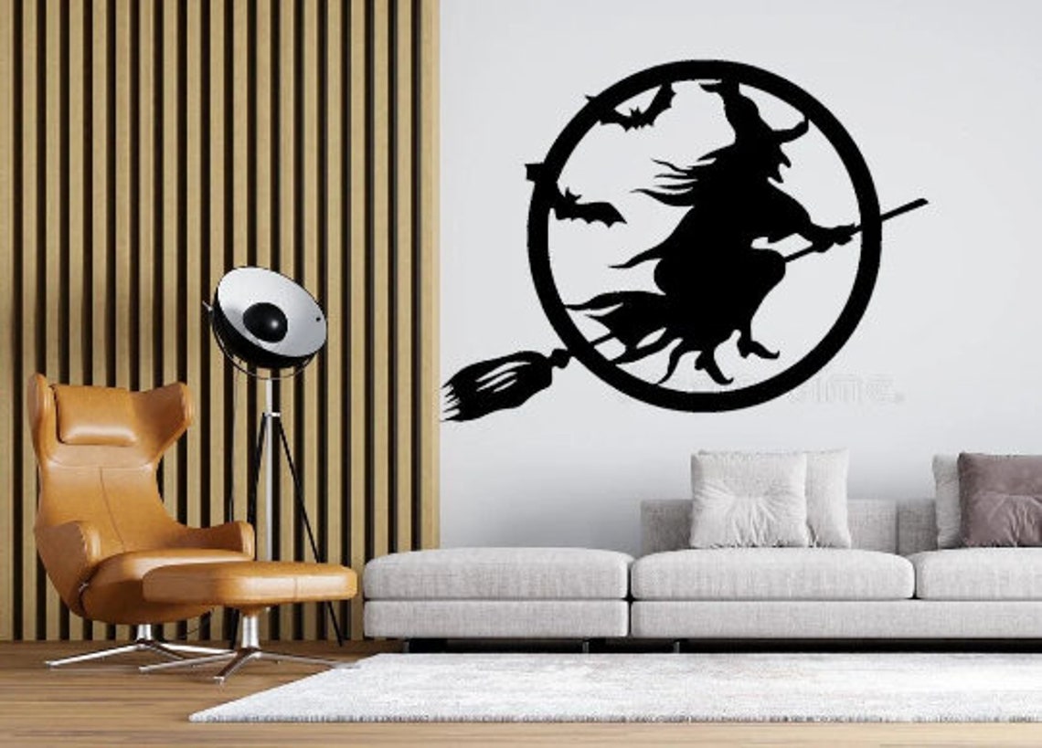 Laser Cut Witch Halloween Sign Dxf Svg Vector File - Etsy