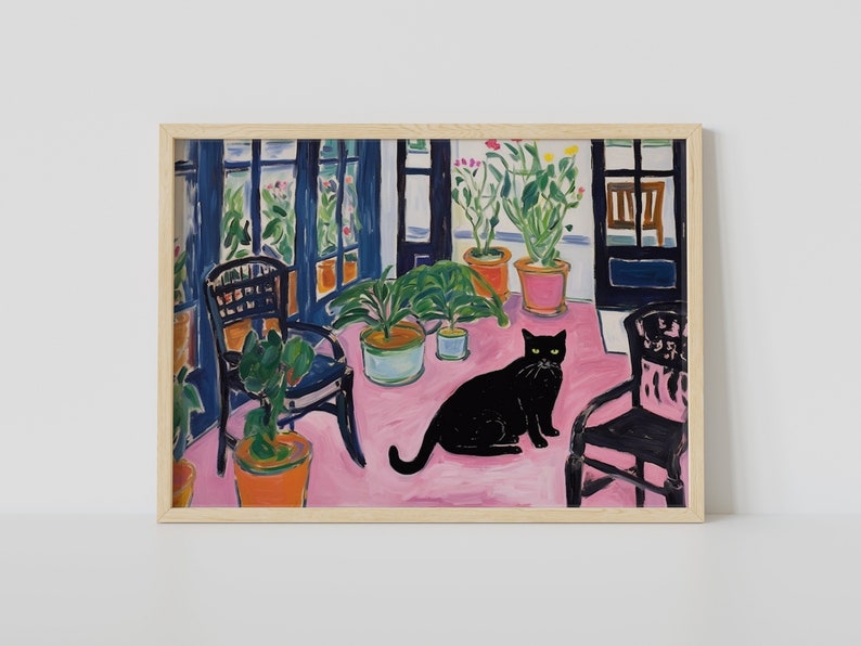 Henri Matisse Black Cat Pink Studio Painting Print Framed Cute Funny ...