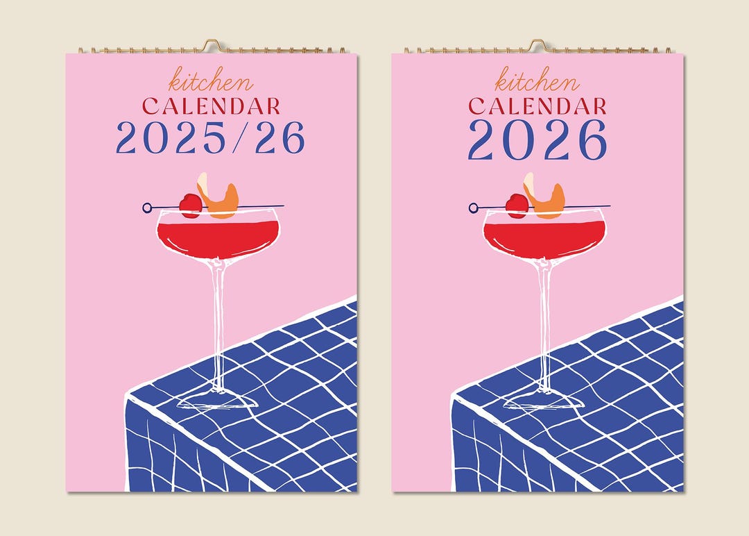 12 Months Wall Calendar 2026 Abstract Cocktail Paintings Kitchen ...