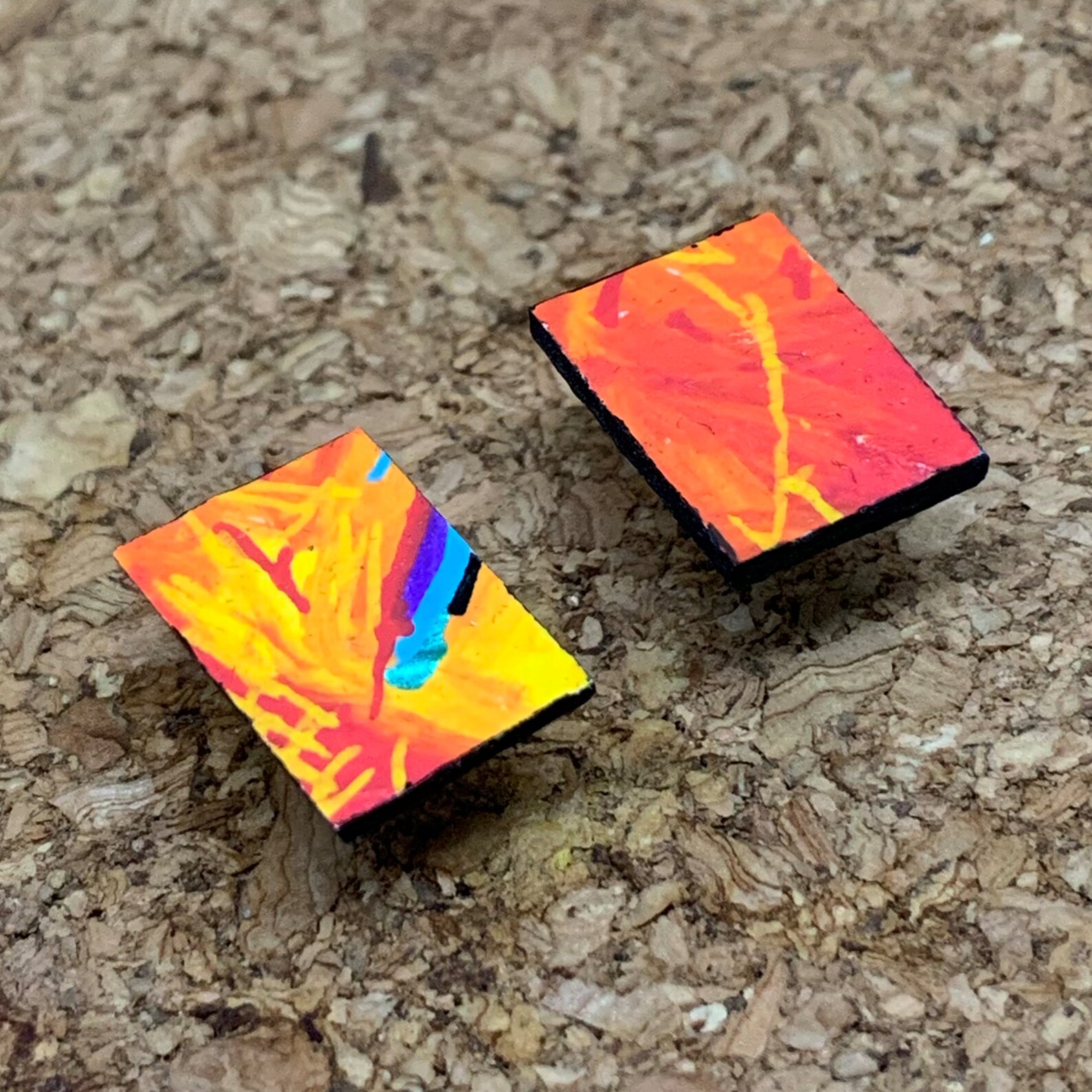Hand Painted Abstract Post Earrings 20U - Etsy