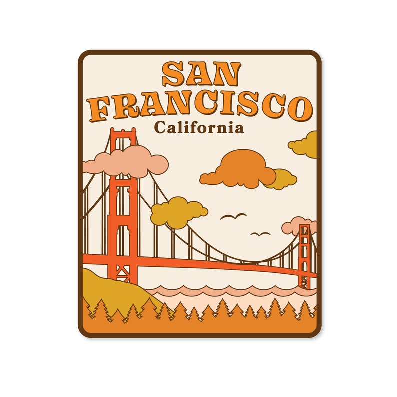 San Francisco California Sticker Bay Area Golden Gate - Etsy