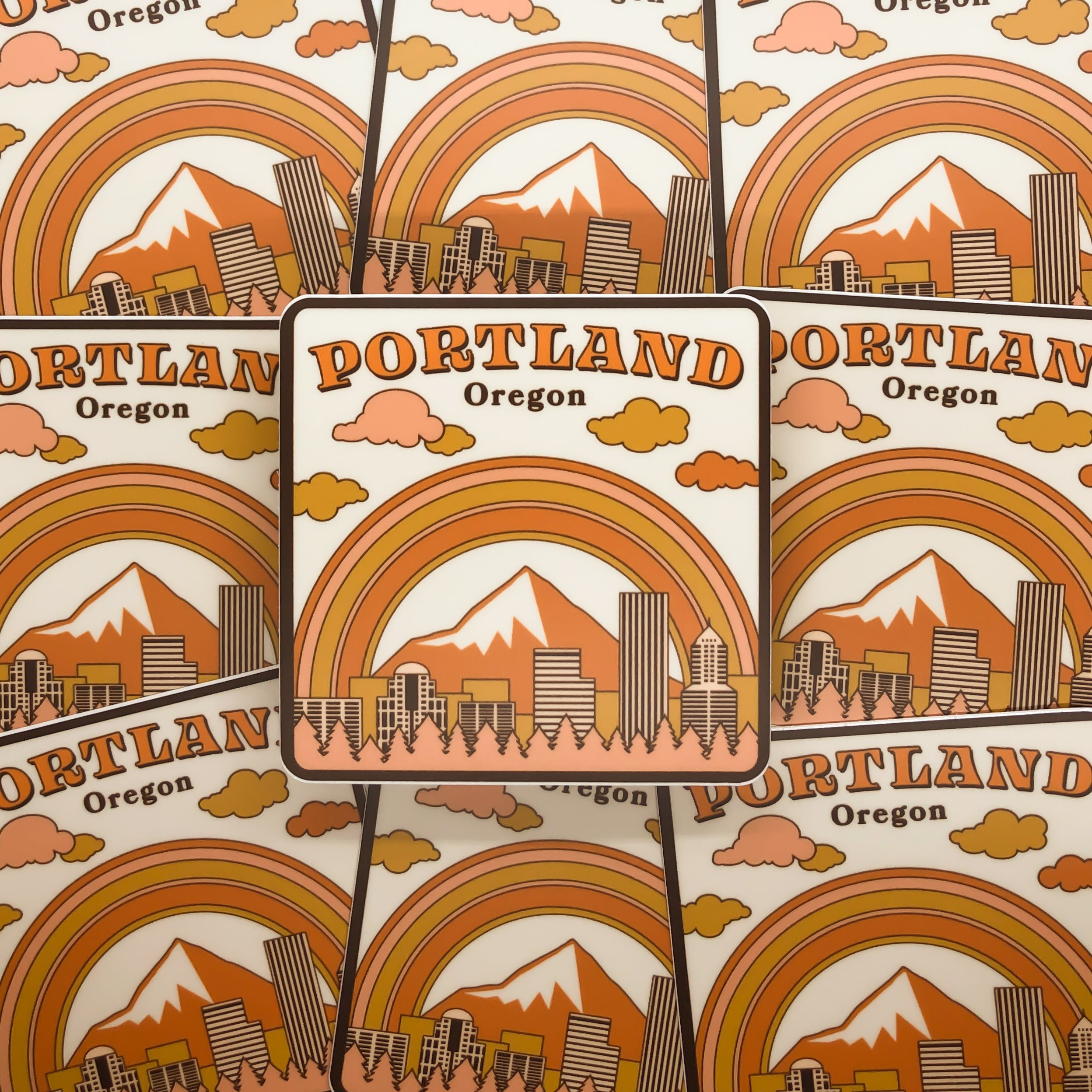 Portland Oregon Sticker Portland Skyline and Mt. Hood | Etsy