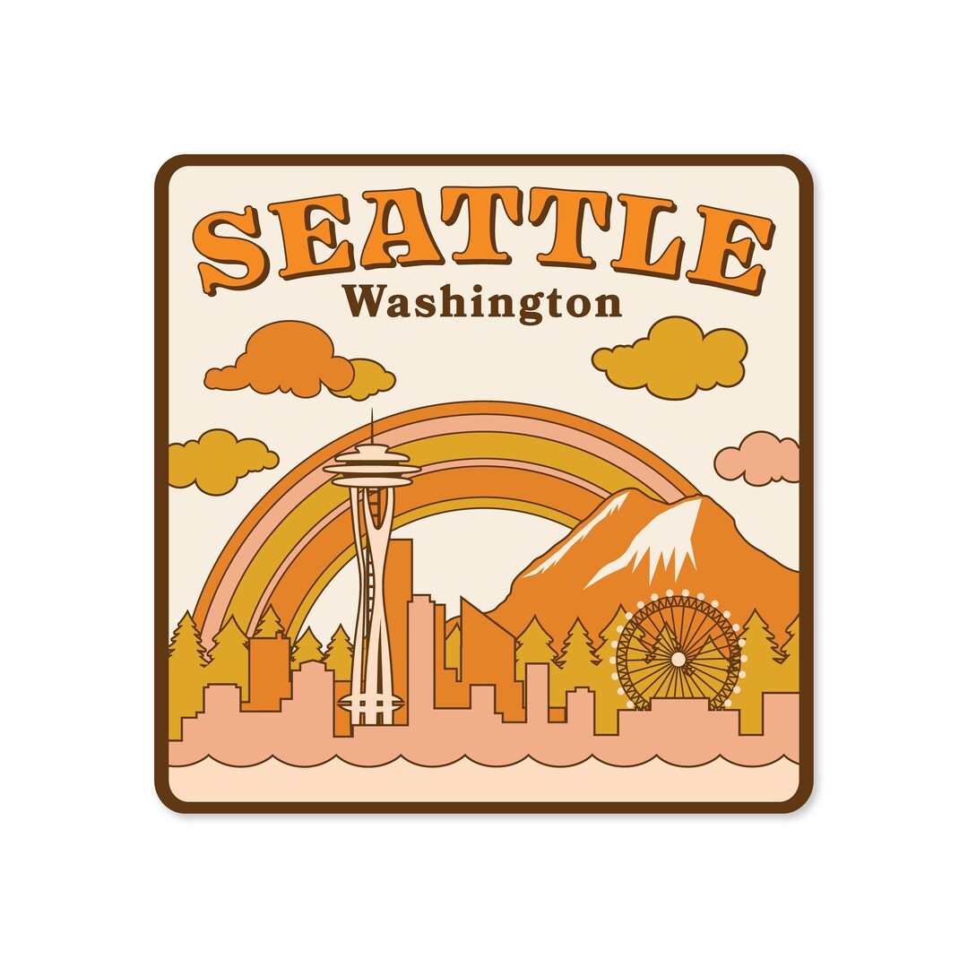 Seattle Washington Sticker Seattle Skyline and Mt. Rainier - Etsy
