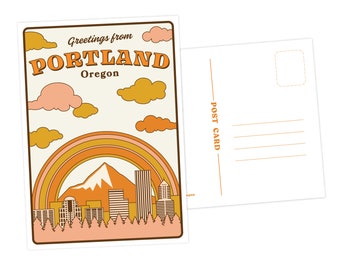 Illustrated Portland Oregon Postcard Set Broadway Bridge - Etsy