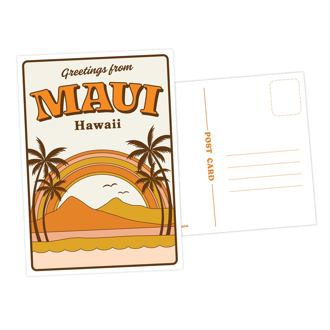 Greetings From Maui, Hawaii Island Postcard - Etsy