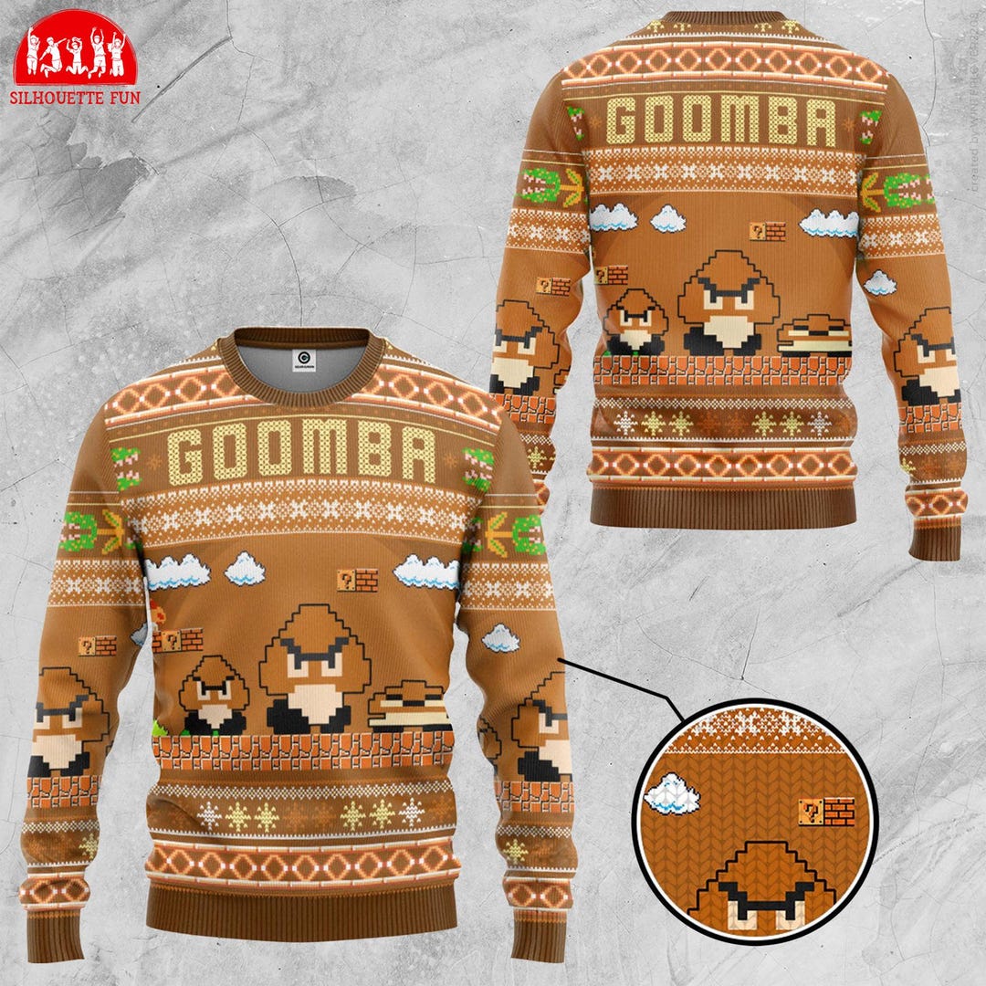 Super Mario Goomba Ugly Christmas Sweatshirt, Super Mario Luigi Ugly ...