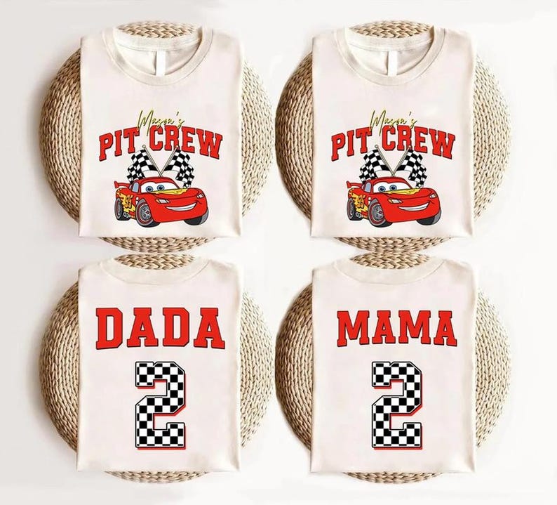 Comfort Colors Pit Crew Lightning Mcqueen Mama Dada Birthday Shirt ...
