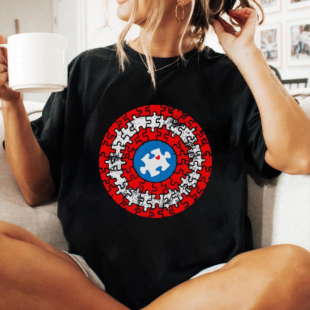 Captain Autism Puzzle Superhero Shield Shirt, Autism Awareness Gifts ...