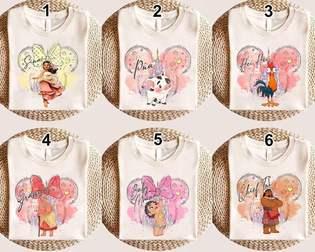 Princess Moana Characters Matching Shirts, Disneyland Maui Hei Hei Pua ...
