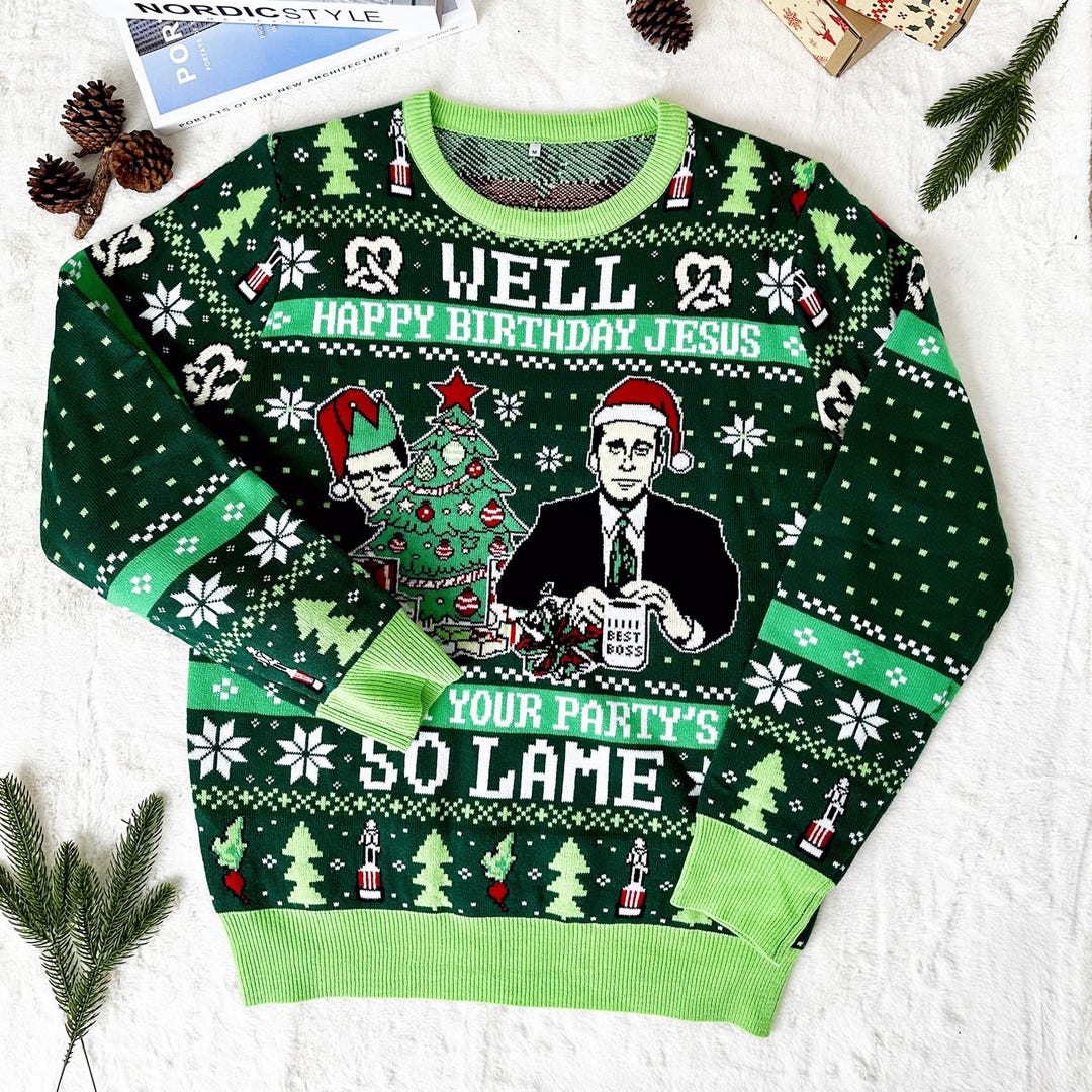 Michael Scott the Office Ugly Xmas Sweater, Well Happy Birthday Ugly ...