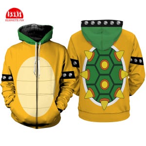 Bowser Mario Full Over Print Hoodie, Super Mario Bowser Cosplay ...