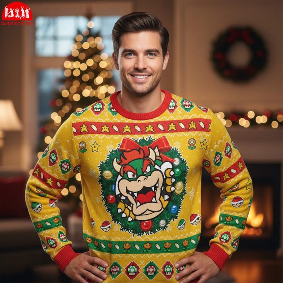 Super Mario Bowser Ugly Christmas Sweater, Super Mario Bros Gaming ...