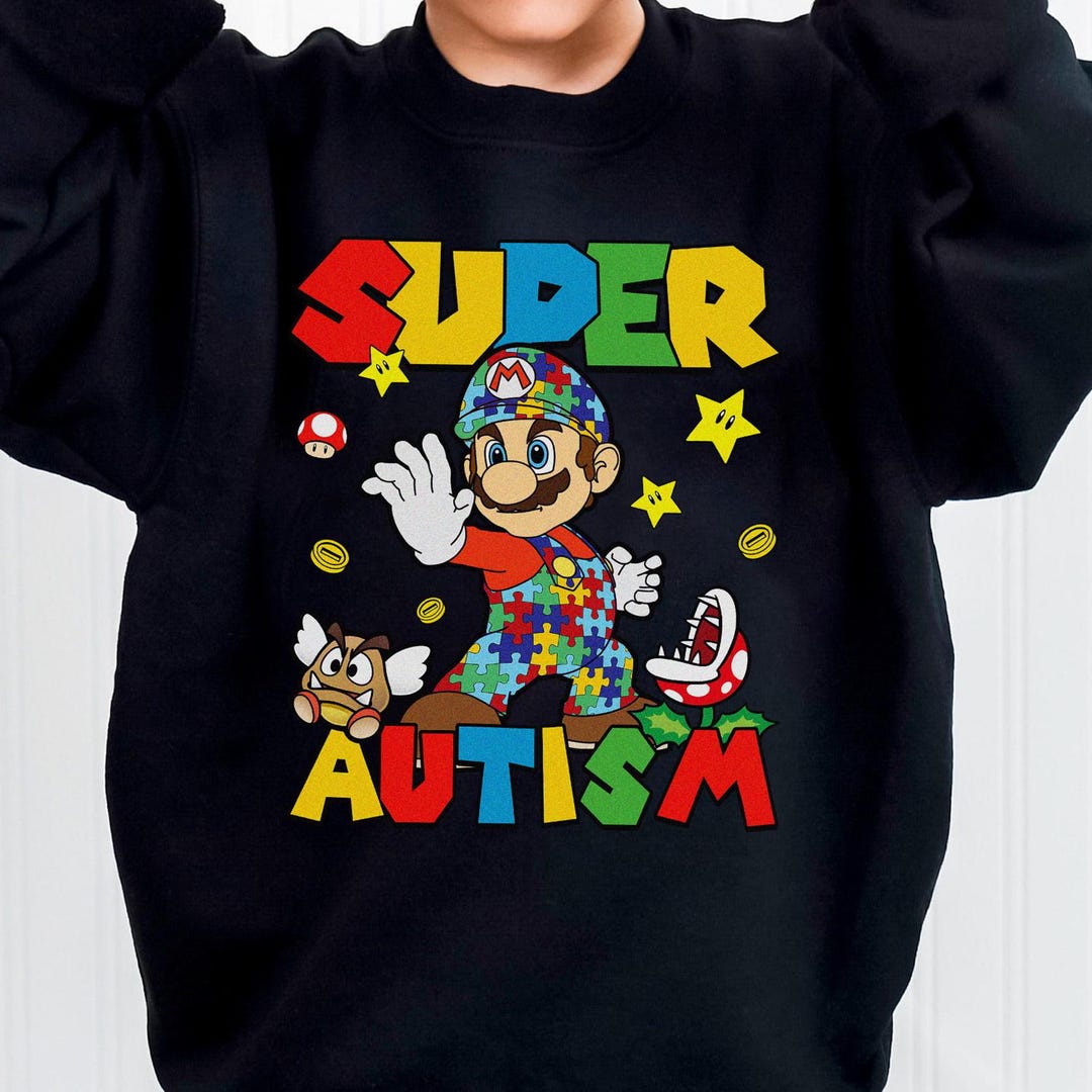 Super Mario Autism Awareness Shirt, I Wear for Blue Autism Awareness ...