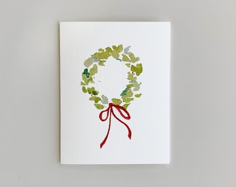 Cranberry Wreath Note Card Set, Notecards . Christmas . Initial ...