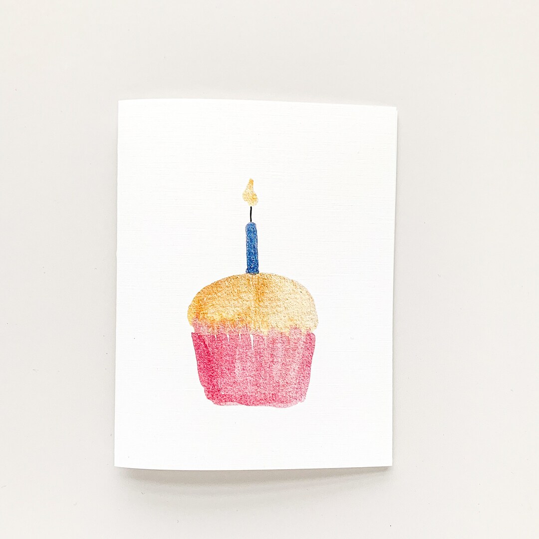 Cupcake Note Cards, Pack of 5 Greeting Cards, Blank Note and Birthday ...