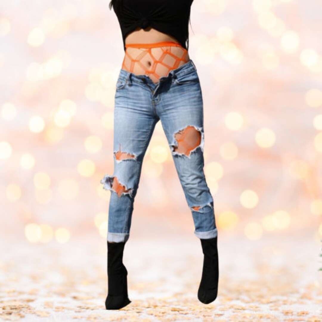 Orange Multi-line Large Diamond Pattern Fishnet Pantyhose - Etsy