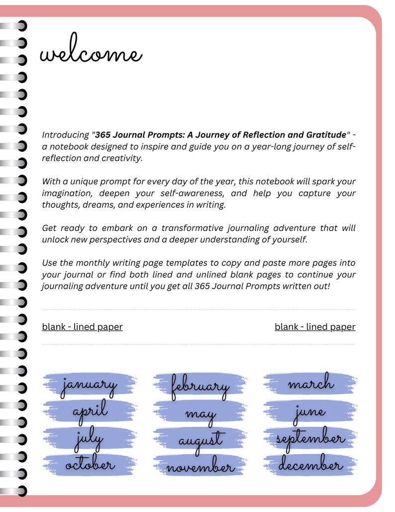 Digital 365 Journal Prompts Instant Download Printable PDF DIY ...