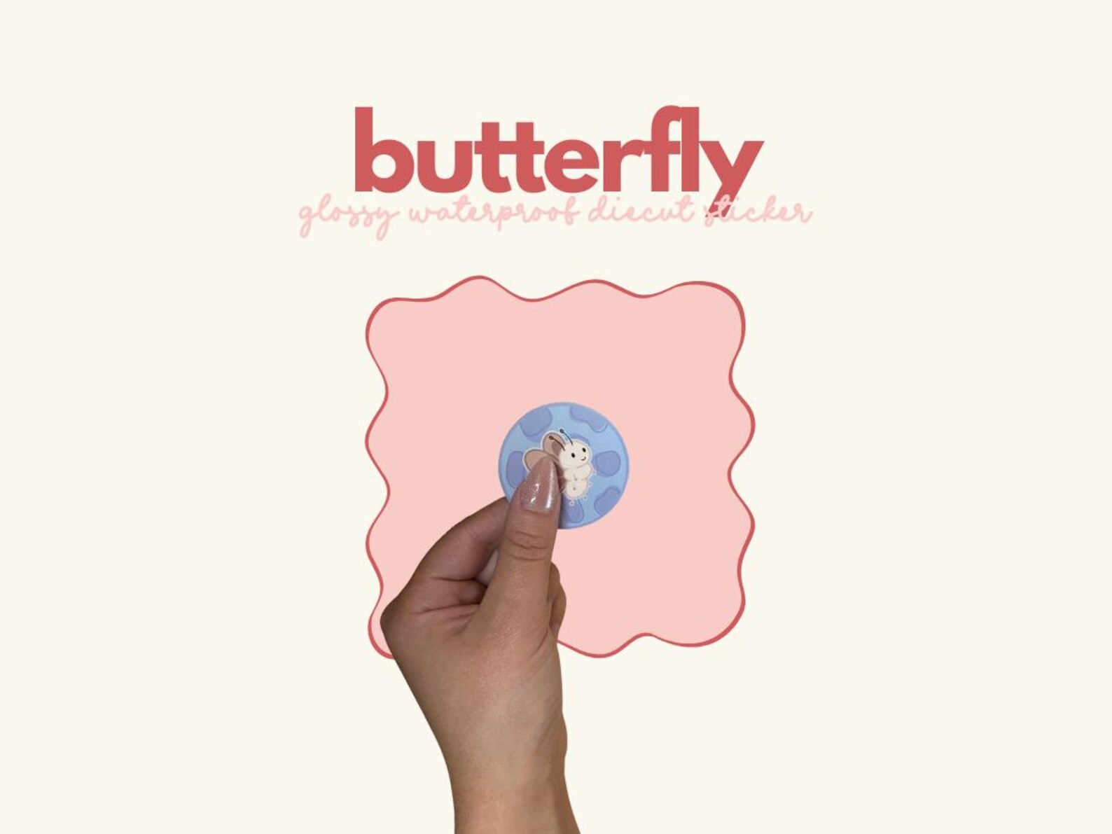 Pink Butterfly Glossy Sticker // Glossy Vinyl Stickers // Cute Sticker ...