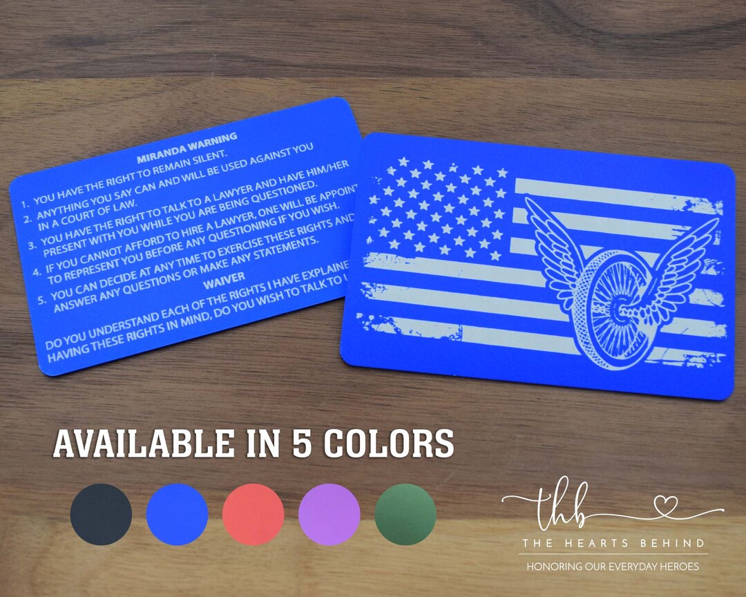 Motors Officer Engraved Miranda Card, Laser Engraved Miranda Rights ...
