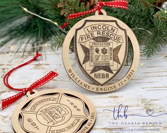 Personalized Wooden Maltese Cross Fire Dept Christmas Ornament - Etsy