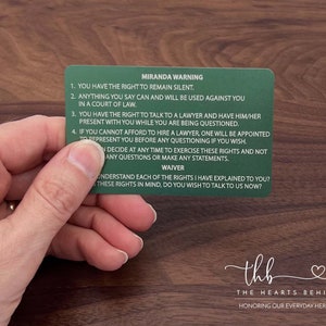 Motors Officer Engraved Miranda Card, Laser Engraved Miranda Rights ...