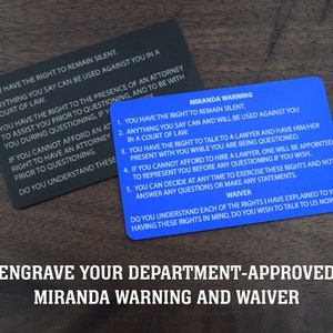 Engraved Miranda Card Miranda Rights Laser Engraved Miranda | Etsy