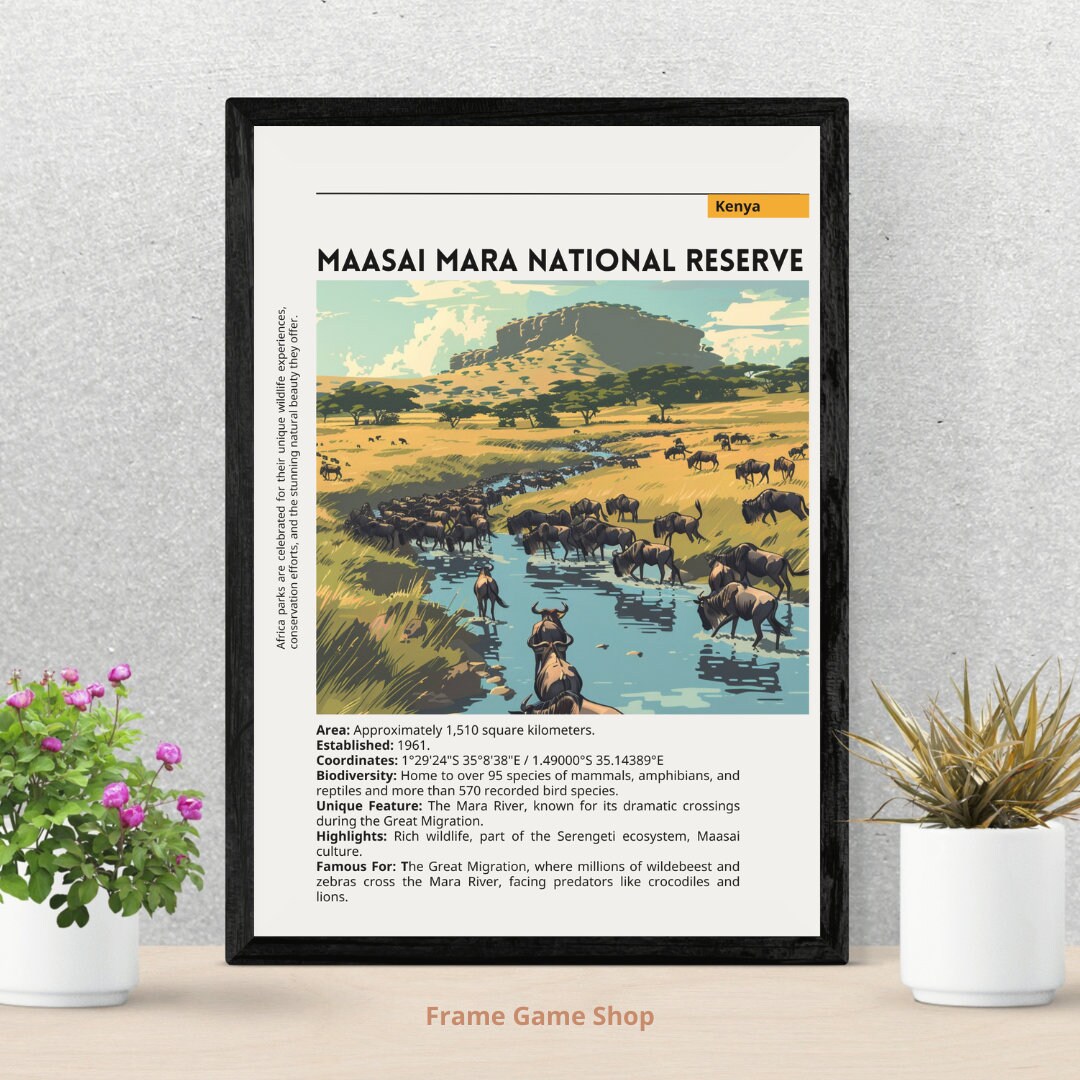 Maasai Mara Poster Kenya, National Parks Posters, Travel Inspired, Home ...
