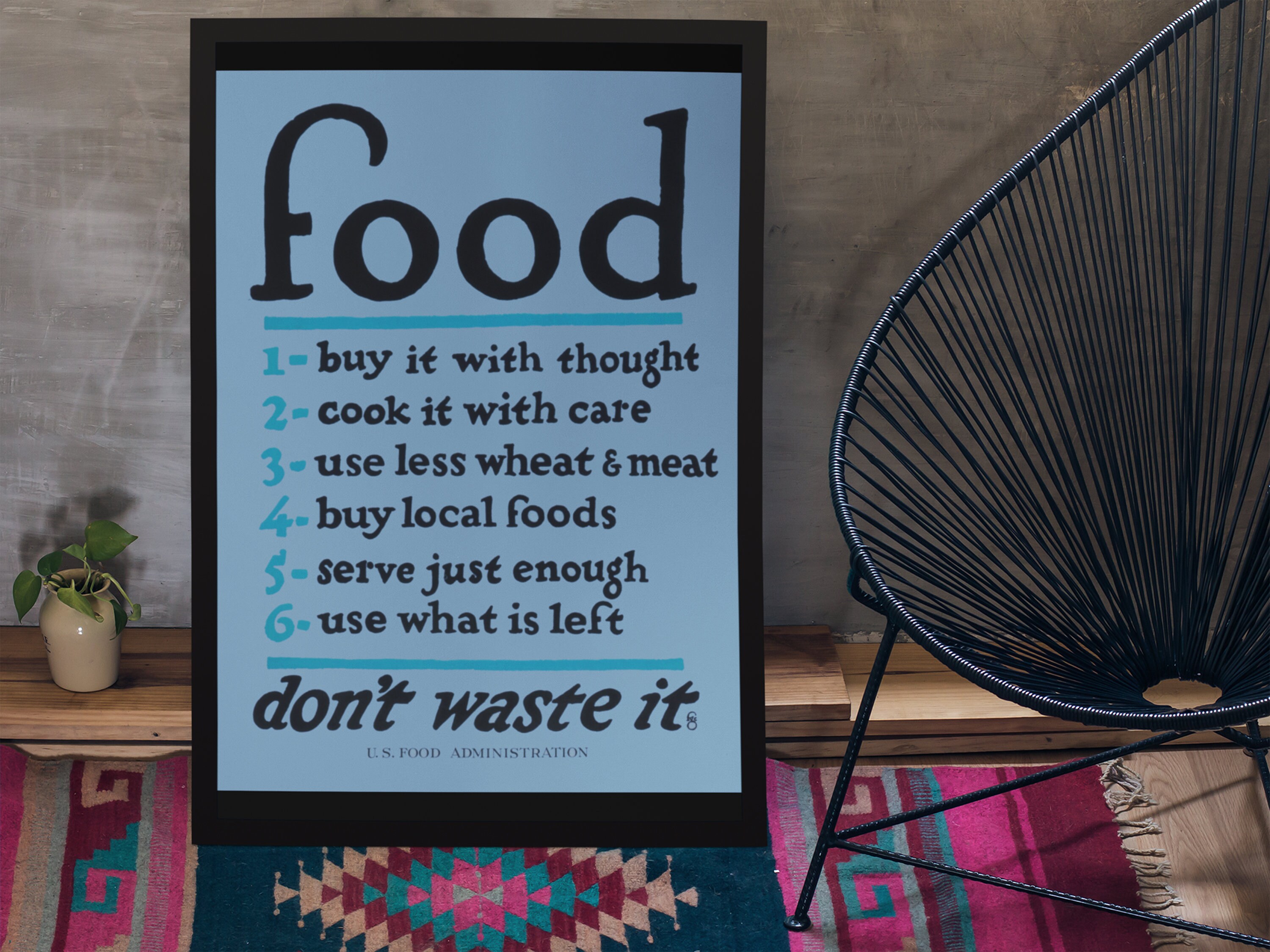 Food Don't Waste It Rules Sign 1917 WPA Digital Posters Buy Local ...