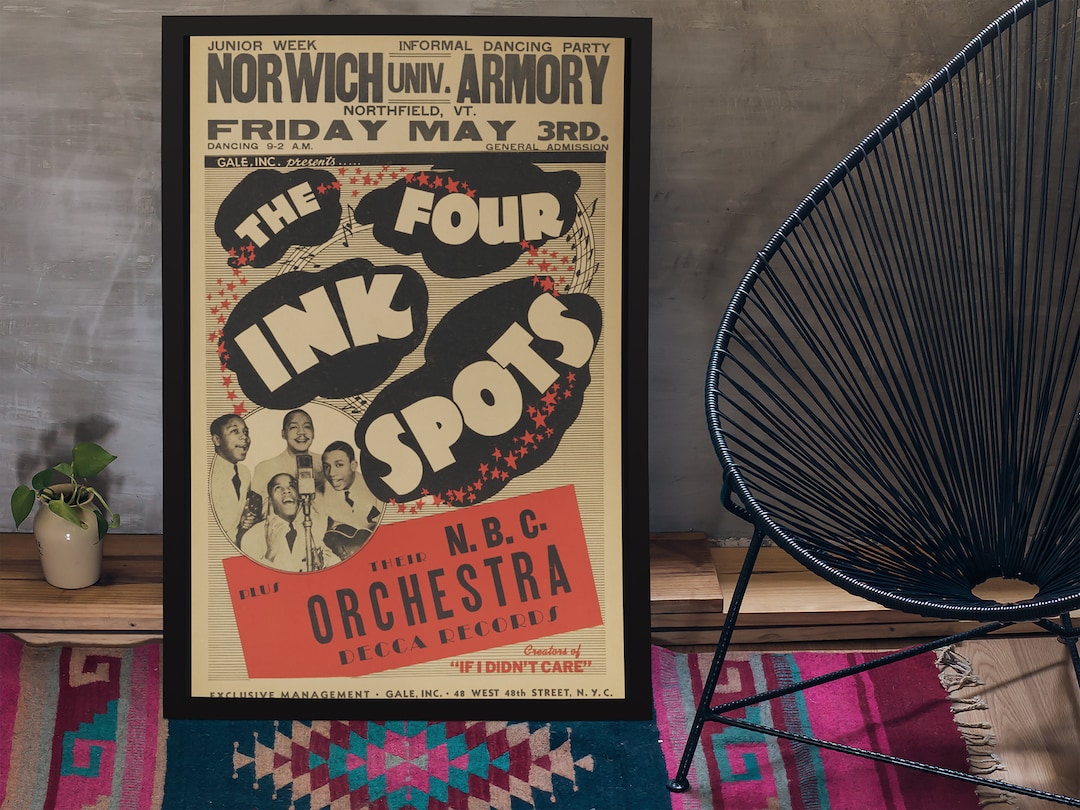 1950s Gig Poster for the Four Ink Spots & NBC Orchestra, Norwich ...