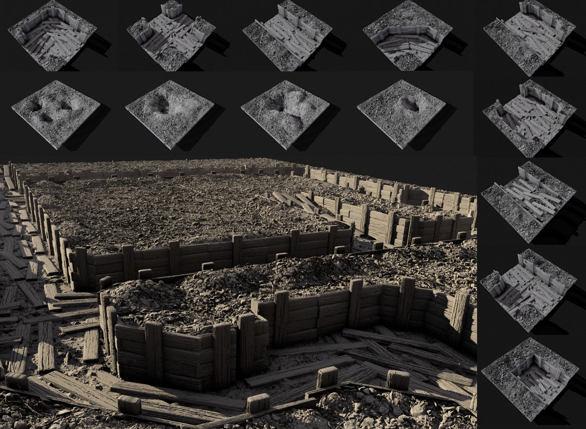 3D Printable Trench Terrain Tiles: Modular Battlefield (STL Files) - Etsy